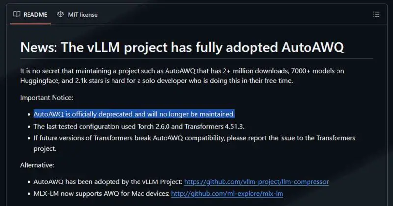 ImportError: Loading an AWQ quantized model requires auto-awq - Quick ...